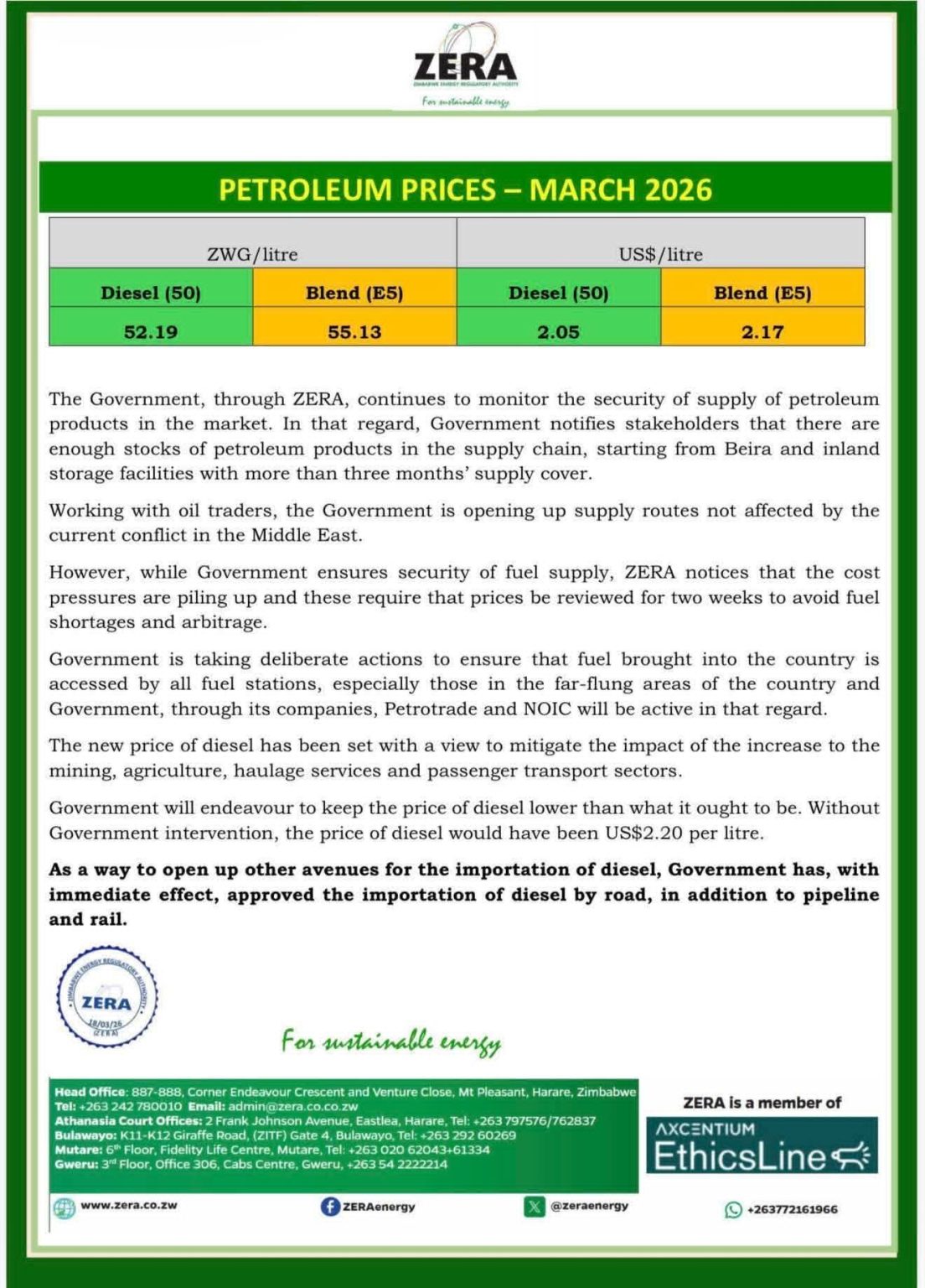 Diesel, Petrol Prices Rise as ZERA Strengthens Supply Chain Measures ...